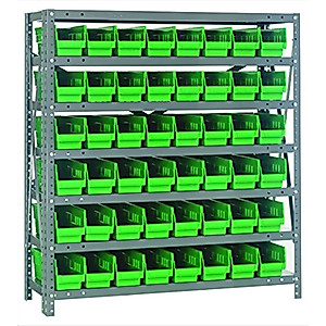 Quantum Storage Systems 1239-101GN Heavy Duty Galvanized Bins Shelves, 7 Shelves 48 Bins 39" H x 36" W x 12" D