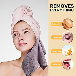 SUNLAND Microfiber Face Cloth Reusable Makeup Remover Facial Cleansing Towel Ultra Soft Face Washcloth 12inchx12inch 6 Pack Dpurple