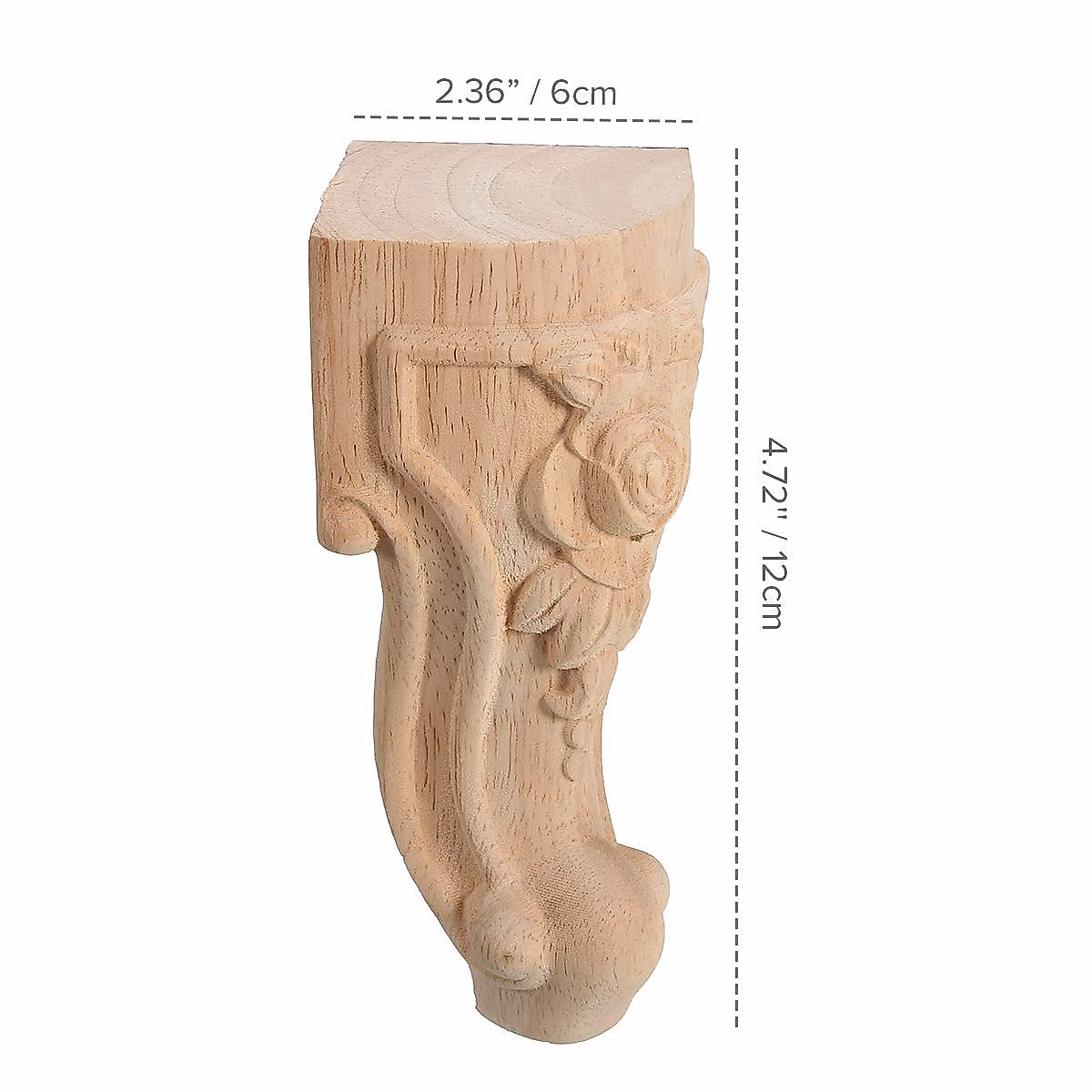 4PCS Wood Furniture Legs Replacement Feet European Style Unpainted Solid Wood Carved Decoration for Sofa Couch Chair Ottoman Loveseat Coffee Table Cabine, 12x6cm/4.72"x2.36"