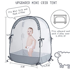 L RUNNZER Pack N Play Tent, Baby Pop Up Crib Tent to Keep Baby In, Crib Net for Pack And Plays, Mini Cribs & Play Yards to Stop Baby from Climbing Out, Pop Up Design & Breathable Mesh