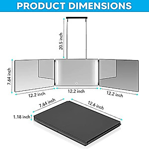 SZHSTC 3 Way Mirror for Hair Cutting with Lights, 360 Trifold Mirror for Self Haircuts for Men Barber Use Hair Cutting Tools to See Back of Head with Adjustable Portable Hooks