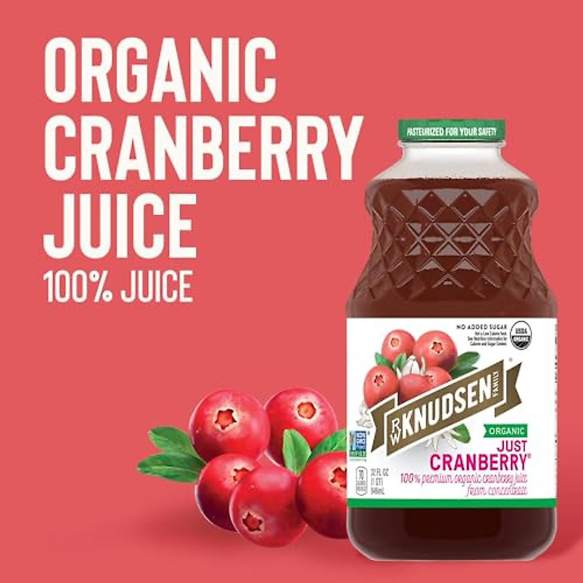 R.W. Knudsen Organic Just Cranberry Juice, 32 fl oz (Pack of 1)