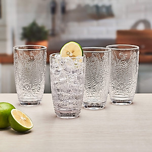 Fitz and Floyd Maddi Highball Tumbler Cups, Set of 4, Clear