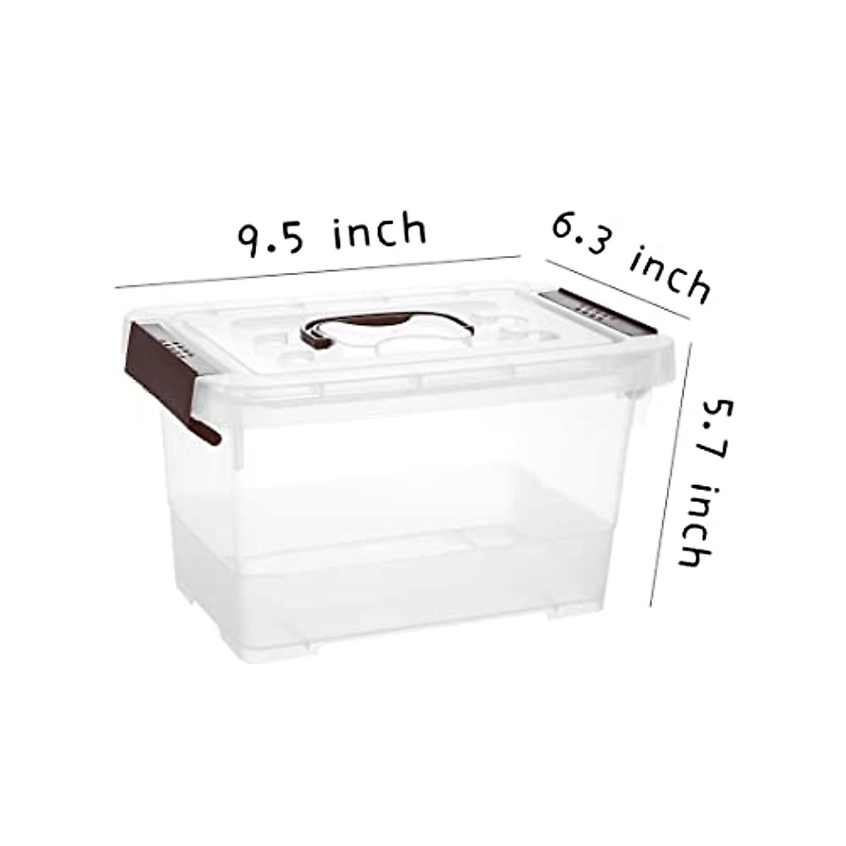 YYXB 8 Pack Plastic Storage Latch Bins, 4.5 Quart Clear Plastic Handle Box with Lids and Handle, Multi-Purpose, 4 Litre