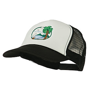 e4Hats.com Fishing Beach Seagulls Embroidered Foam Mesh Back Cap - Black White OSFM