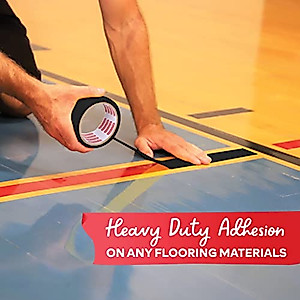 XFasten Vinyl Floor Tape 2 Inch x 36 Yards 6 Mils Gym Floor Tape 2 Inch | Court Marking Tape Outdoor 2 Floor Tape for Gymnasium Classroom | Floor Marking Tape Black Tape | Vinyl Tape Dancefloor Tape