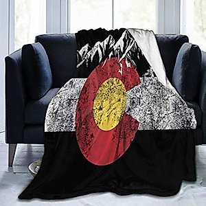 Carwayii Throw Blanket,Colorado Flag Vintage Mountain Flannel Lap Blanket Gifts for Kids,Cozy Noon Break Blanket,No Shedding Fleece Sofa Blanket for Office Couch Car - 40''x50''