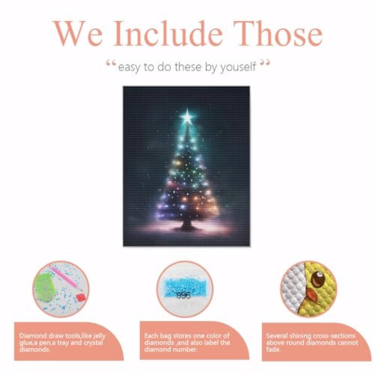 Christmas Diamond Art for Adults - Christmas Tree with Blue Lights 5D Diamond Painting Kit - DIY Crystal Picture Art Home Wall Decor (20x30inch)