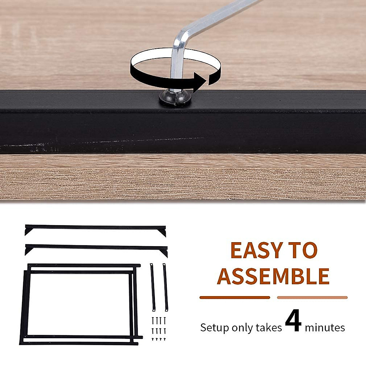 Computer Desk,39.4 inches Home Office Desk Writing Study Table Modern Simple Style PC Desk with Metal Frame，Nature