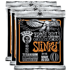 3 Sets of Ernie Ball 3115 Coated Heavy Top Skinny Bottom Electric Guitar Strings