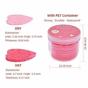 50-Count Compressed Facial Sponges Heart Shape，Reusable Natural Face Sponges Professional Cosmetic Spa Sponges for Face Cleansing, Massage, Pore Exfoliating, Mask, Makeup Removal (Heart, Pink)