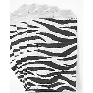 100 Zebra Print Paper Bags 6x9 Inches Flat Merchandise Bags