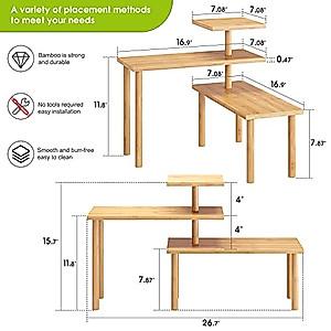 BMOSU Kitchen Corner Shelf Countertop Organizer Adjustable Spice Rack Corner Display Rack Shelf Cabinet Corner Rack 3 Tier Storage Organization Bamboo for Kitchen Bathroom Office Counter Shelves