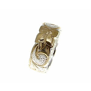 Arthur's Jewelry 925 Sterling silver Hawaiian queen scroll yellow gold plated 2 tone cut out edge ring size 12