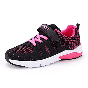 MAYZERO Kids Tennis Shoes Breathable Athletic Shoes Lightweight Walking Running Shoes Fashion Sneakers for Boys and Girls Rose