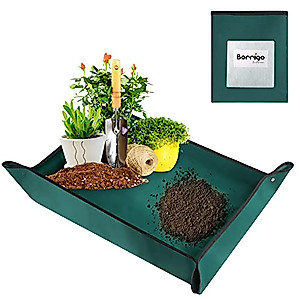 Borrigo Plant Repotting Mat for Indoor Plants, 43.5"x29.5" Large Oxford Waterproof Potting Mat for Plant Transplanting, Plant Mat for Succulents, Gardening Mat with 25pcs Mesh Pads for Bonsai Pot