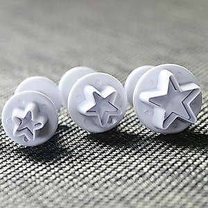 Star Small Fondant Plunger Cutter Set Cake Cookies Decorating Tool Mold-Tiny 3 Pieces（Mini）
