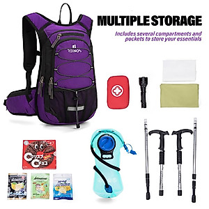 REINOS Hydration Backpack with 3L Bladder for Men & Women, Daypack with Thermal Insulation | Great for Hiking, Running, Cycling, Camping, Skiing, Outdoor Activities (Violet)