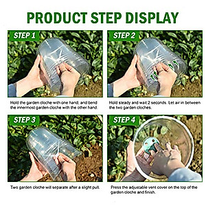 Vumdua Cloche Garden Dome, 6 Pack Plant Covers, Clear Plastic Dome, Humidity Domes for Seed Starting Greenhouse, Plant Dome with 18 Ground Securing Pegs & 10 Plant Label (7.3" D x 6.9" H)