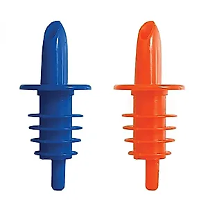 True Liquor Pourers, Free Pourer Spouts for Liquor Bottles, Bottle Pour Spout At Home Bar Accessories for Bars, Red/Blue Set of 2