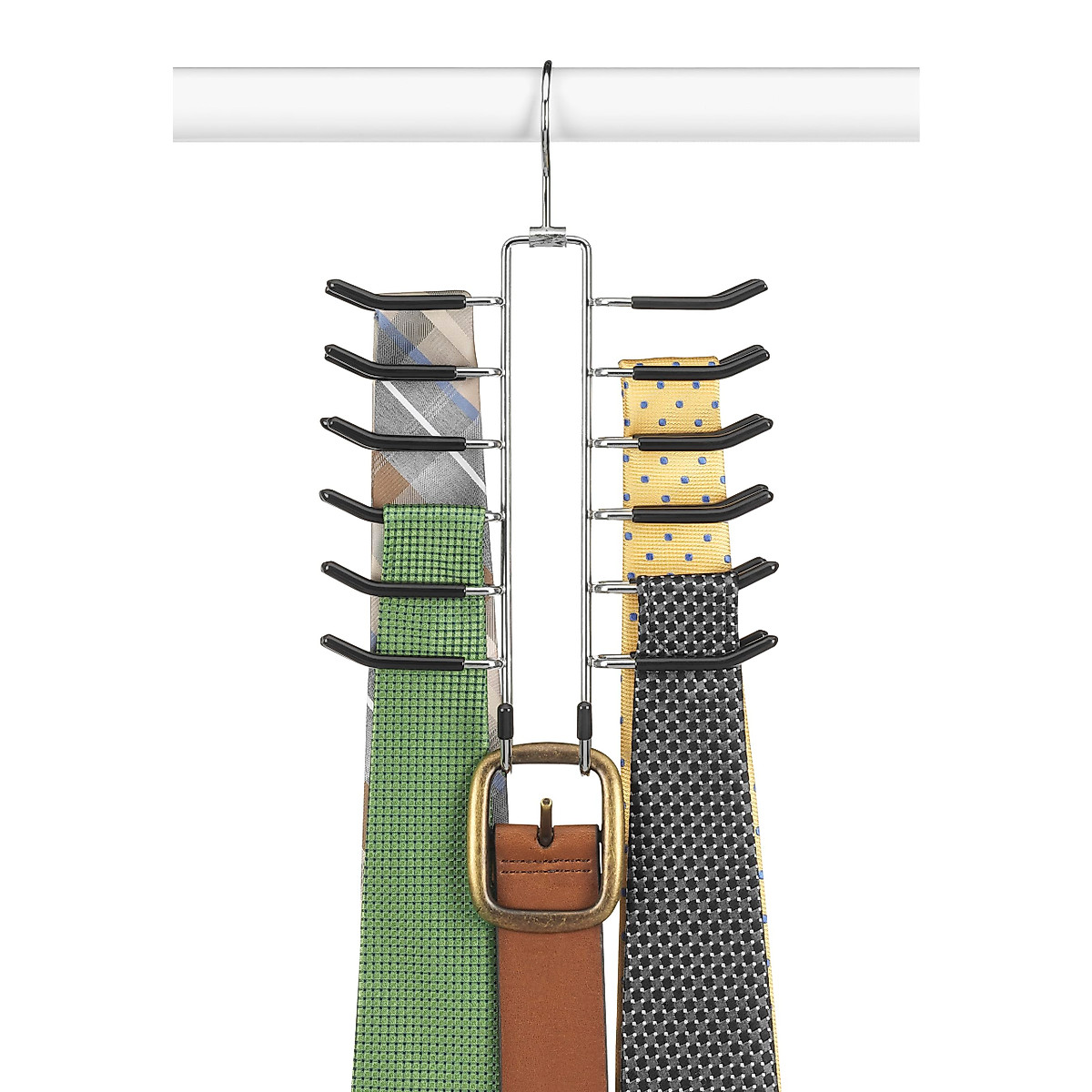 Whitmor Swivel Tie Hanger with Belt Loops Chrome / Black