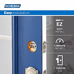 Schlage FB50VACC505605 Deadbolt Lever 1 Side, Highest Residential, Keyed Entry Lock, Security Set_Accent, Bright Brass Finish