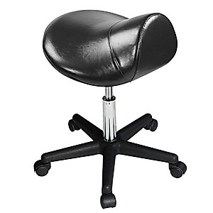 Master Massage Ergonomic Swivel Saddle Rolling Hydraulic Stool in Black for Clinic,spas,Salons,Home,Office (91557V)