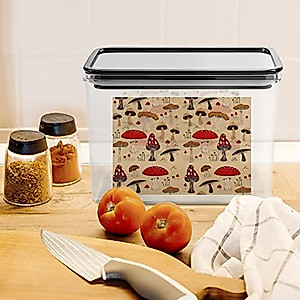 The Various Mushroom Art Storage Box Plastic Food Organizer Container Canisters with Lid for Kitchen