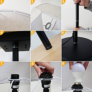 CHH Modern Floor Lamp with Dual USB Ports & Rectangle Tray Table LED Floor lamp for Bedroom, Living Room or Office and Farmhouse Country Lighting - Linen Shade