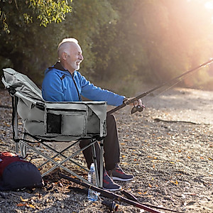 LILYPELLE Oversized Heated Camping Chair, Patio Lounge Chairs with 3 Heat Levels, Portable Folding Heated Chair Round Moon Saucer Folding Lawn Chair Outdoor Chair for Camping, Lounge Patio