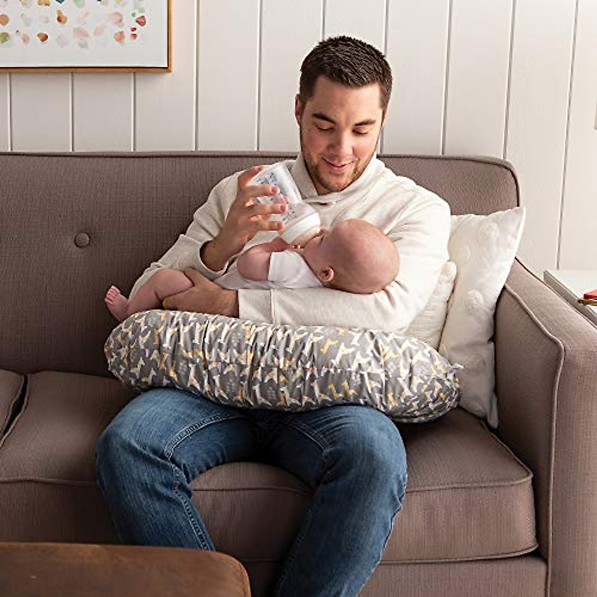 Boppy Original Nursing Pillow Cover, Gray Giraffe, Cotton Blend Fabric with Allover Fashion, Fits All Boppy Nursing Pillows and Positioners