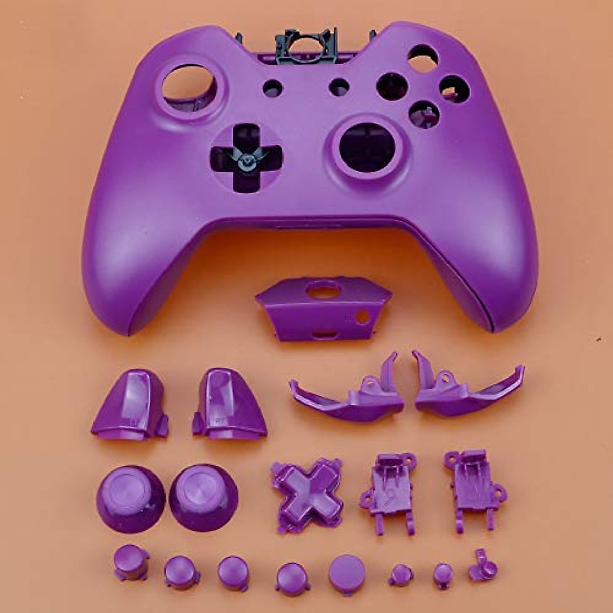 Full Housing Shell Case Cover + Middle Frame with Full Buttons for Xbox One Wireless Controller Without 3.5mm Jack Port (Purple)