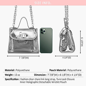Like Dreams Women's Small Holographic Inner Pouch Top Handle Fashion Turnlock Crossbody Handbag (Hologram)