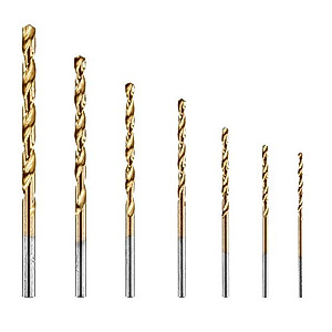 HART 7-Piece TITANIUM DRILL BIT SET for WOOD METAL PVC 135° Split Point Tip 1/16" 5/64" 3/32" 7/64" 1/8" 5/32" 3/16"