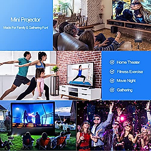 Mini Projector 2023, 1080P Full HD 180” Screen Supported Ysametp Video Projector, 9500Lux Home Theater Movie Projector Compatible w/TV Stick HDMI VGA USB AV TF PC Laptop Android/iPhone (Black)