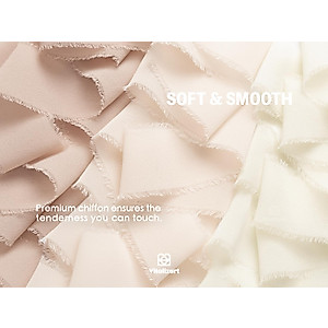 Vitalizart 3 Rolls Handmade Fringe Chiffon Silk Ribbon Gauze 1.5" x 7Yd Nude & White Ribbons Set for Wedding Invitations Bridal Bouquets Gift Wrapping Holiday Decor