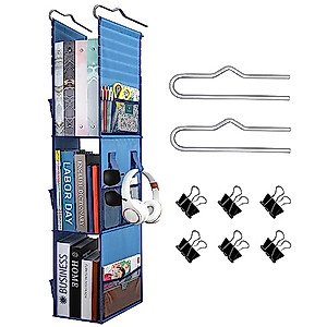 Annecy Locker Organizer for School, Work, Gym, and Closet, 3 Shelf Hanging Locker Accessories for Girls Boys, Adjustable School Locker Shelf from 3 to 2 Shelves, Navy Blue