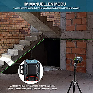 Self-Leveling Laser Level, WESCO 3 x 360° 3D Green Laser Level, 65ft Cross Line Laser Tool, Three-Plane Leveling and Alignment Laser Level Tool with Laser Class ll, 1mW