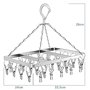 LIUZH 360° Underwear Socks Clothespin Square Stainless Steel Clothes Rack Socks Clothes Drying Rack 26 Pieces