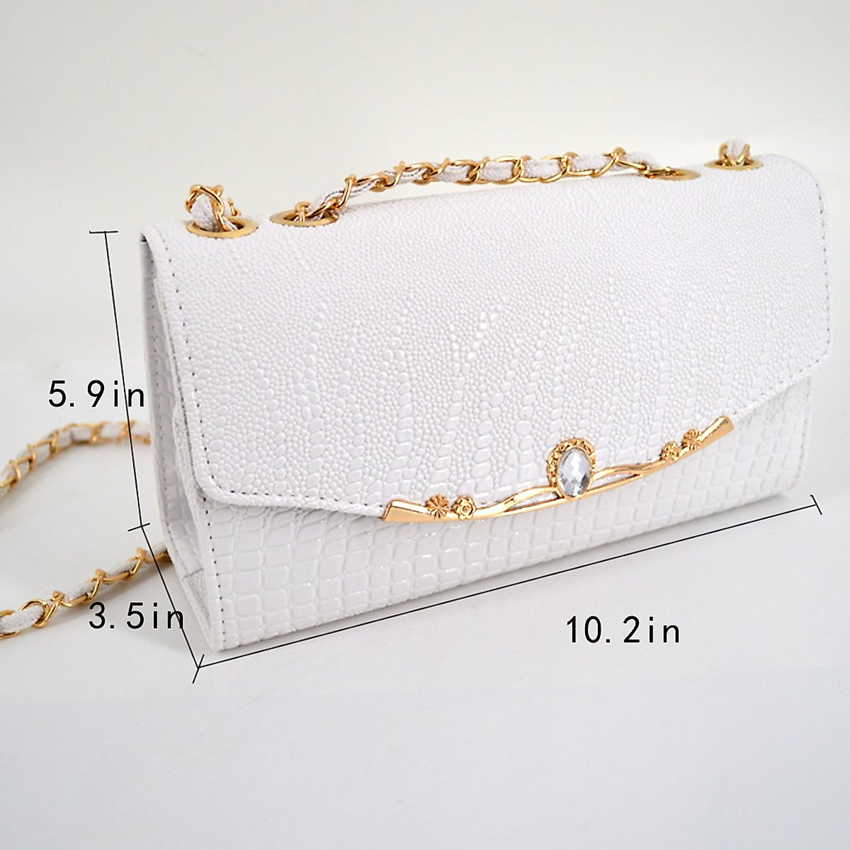 Sun Kea Women's Faux Leather Shoulder Bag Small Gold Chain Quilted Cross Body Handbag Clutch Vintage Evening Bag