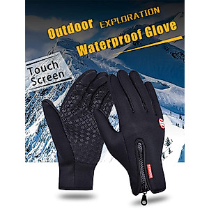 FOXLVDA Winter Warm Gloves for Men and Women, with Light Touchscreen Texting Fingers, Windproof and Waterproof Glove, for Outdoor Exercise, Cycling, Driving, Golf, Fishing (Black, X-Large)