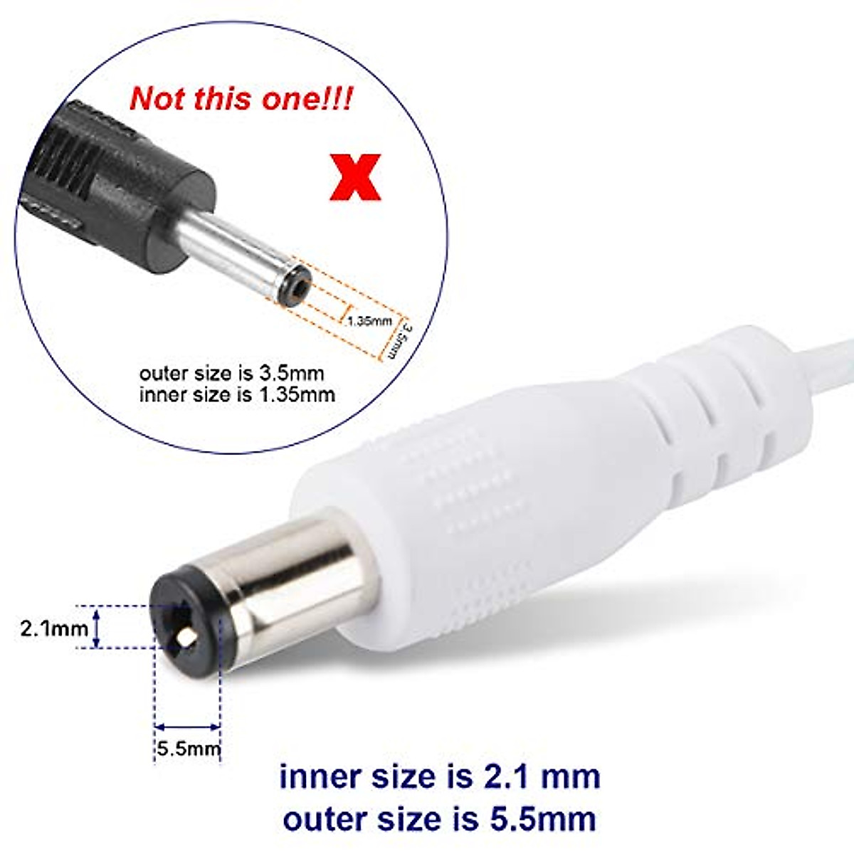 Dericam 12V 1A DC Power Supply Adapter for IP/CCTV Security Camera, 5ft/1.5 Meter AC to DC Power Cord, Wall Charger, Output DC 12V 1000mA, Input AC 100V-240V/50 or 60Hz/0.4A Max, US Plug, White
