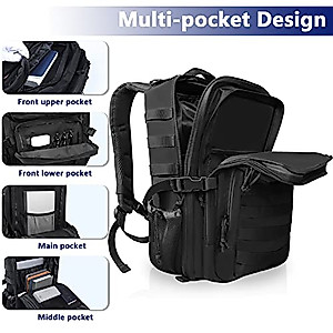 Large Tactical Backpack, Military Gear Backpack For Men, Upgrade Durable 48L Big Army Tactical Backpacks, Extra Large Travel Backpack Mochila Molle Bag For Work Hiking Outdoor Sport Camping, Black