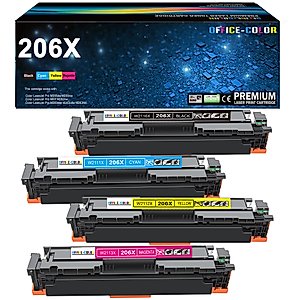 206X Toner Cartridges 4 Pack with Latest Chip Replacement for HP 206X Works with HP Color Laserjet Pro MFP M283fdw, MFP M283cdw, Color Laserjet Pro M255dw, Color Pro M255, Pro MFP M282, M283 Printers