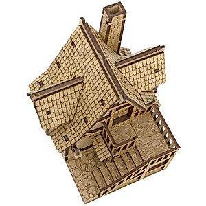 TowerRex Big House D&D Terrain Town Buildings - DND Accessories for Dungeons & Dragons, Pathfinder, Warhammer, Tabletop Battle map Grid, Wargaming Terrain, Scenery for 25mm 32mm 28mm Miniatures