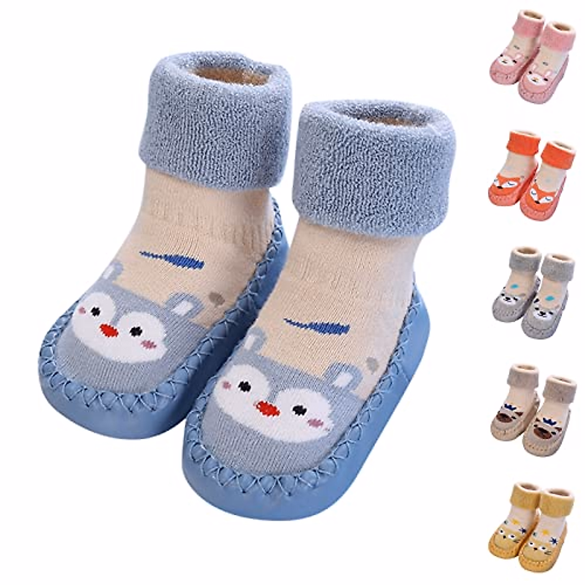 Lykmera Cartoon Printed Socks Shoes for Baby Girl Boy Autumn Winter Toddler Shoes Blat Bottom Non Slip Socks Shoes for Kids (G, 6-12 Months)