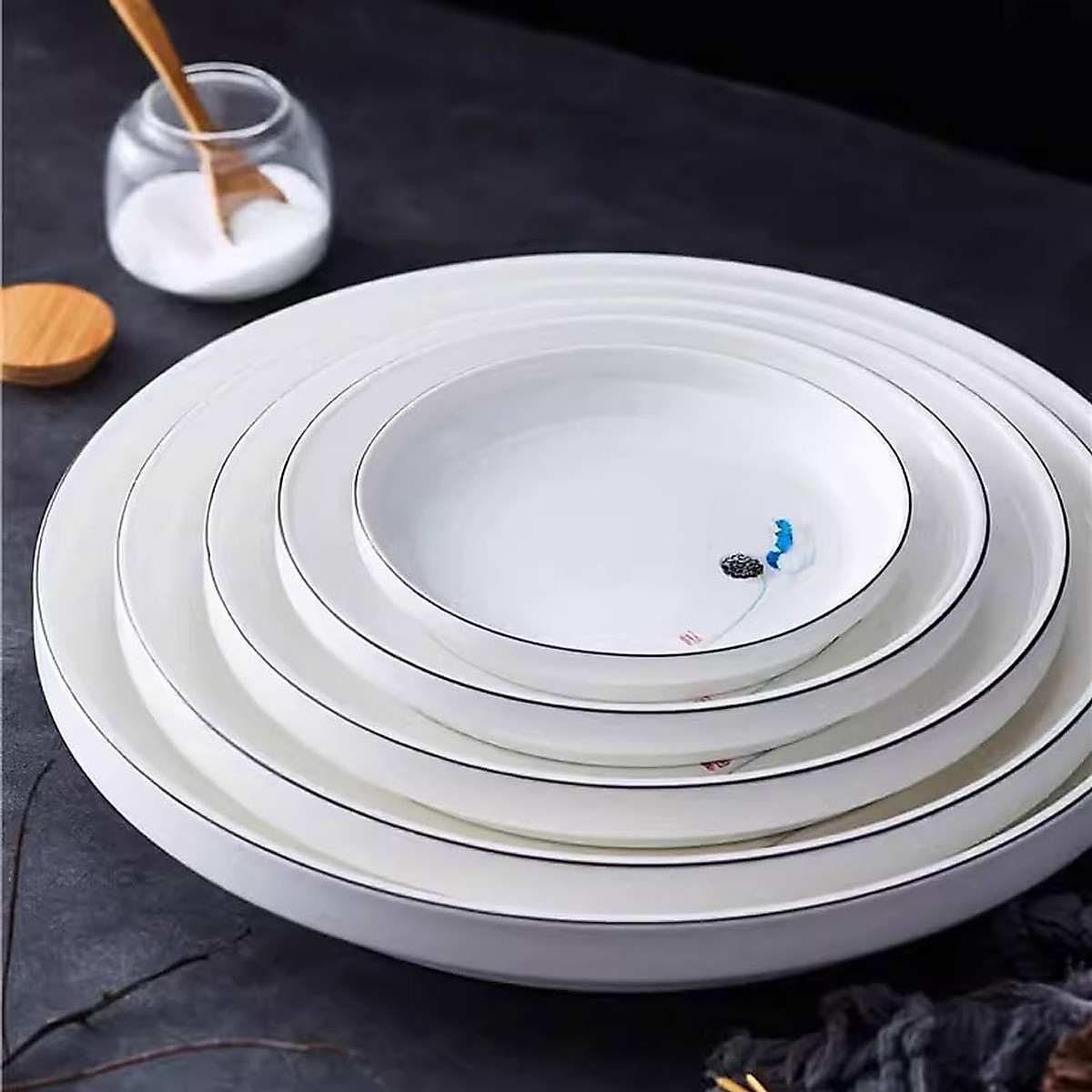 Dinner Plates Set Household Exquisite Club Hotel Tableware Decoration Creative Plate Large Vegetable Plate Salad Bowl Kitchen Salad Bowl (Size : Medium)