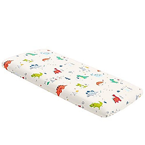 Dinosaur Portable Crib Sheet, Mini Fitted Crib Sheets for Pack n Play, Porta Cribs- 100% Cotton Play Yard Sheet for Baby Boys and Girls