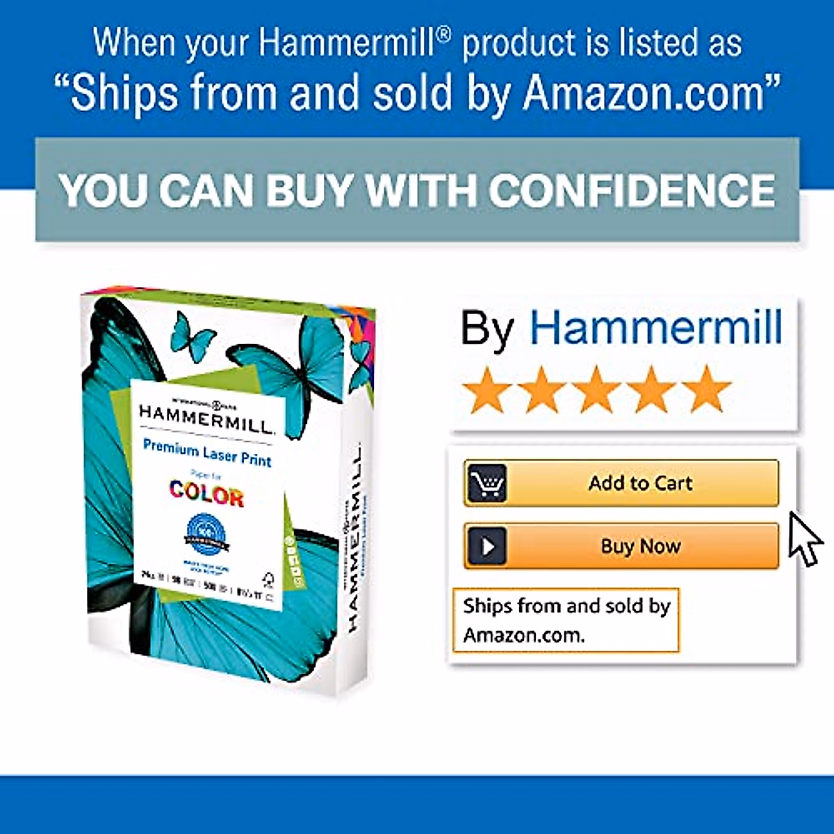 Hammermill Printer Paper, Premium Laser Print 24 lb, 8.5 x 11-5 Ream (2,500 Sheets) - 98 Bright, Made in the USA, 104640C