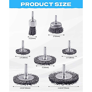 Rocaris 7 Pack Carbon Steel Wire Wheel Brush, Cup Brush, Wheel Brush, Pen Brush Set with 1/4-Inch Round Shank for Rust Removal, Corrosion and Scrub Surface